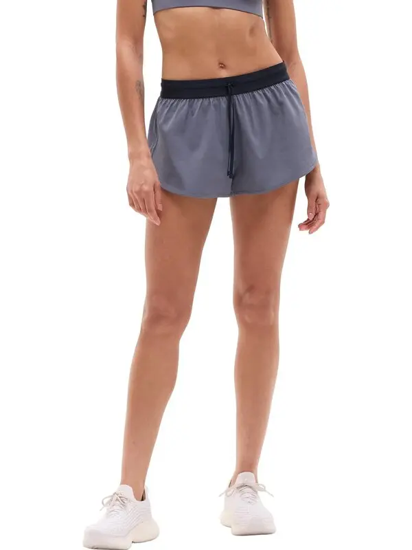 Athleta Speedwork Mid Rise Elastic Waistband Short - Slate/eclipse