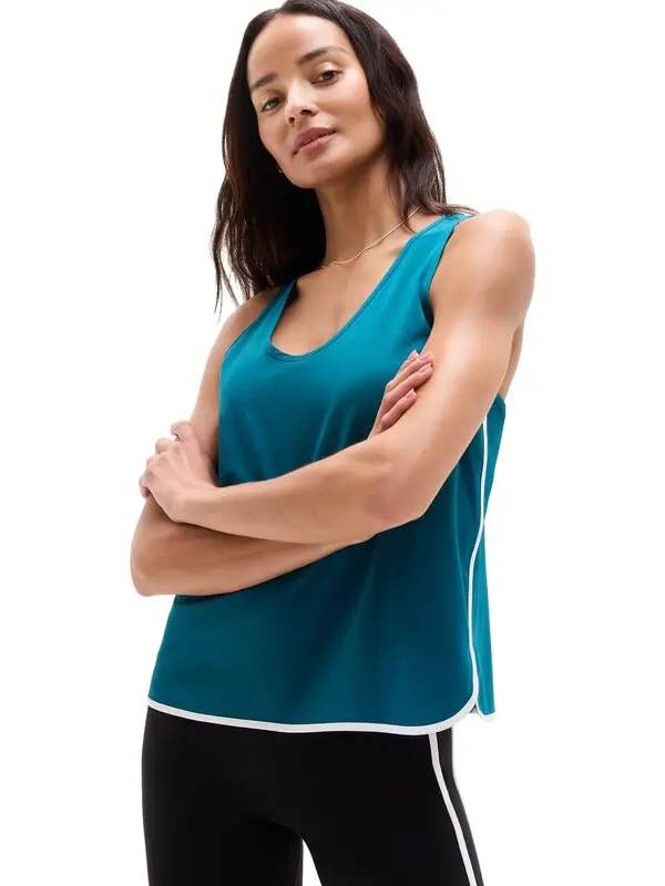 Athleta Journey Tank - Coastal Teal/white
