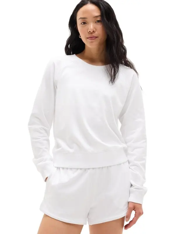Athleta Airy Cotton Terry Crewneck Sweatshirt - Bright White