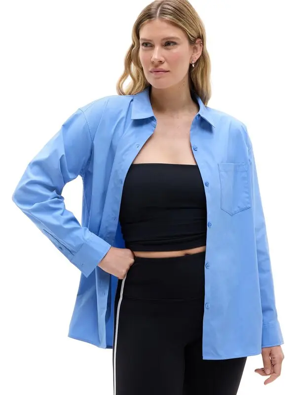 Athleta Midday Relaxed Poplin Shirt - Waterfall