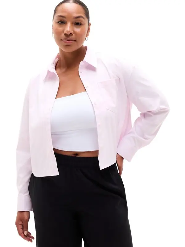 Athleta Midday Cropped Poplin Shirt - Ballet