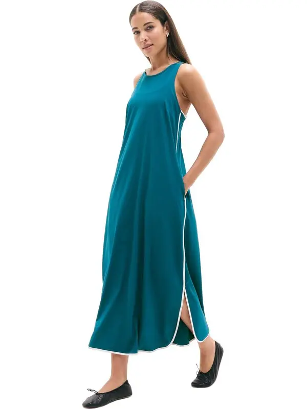 Athleta Journey Maxi Dress - Coastal Teal/white