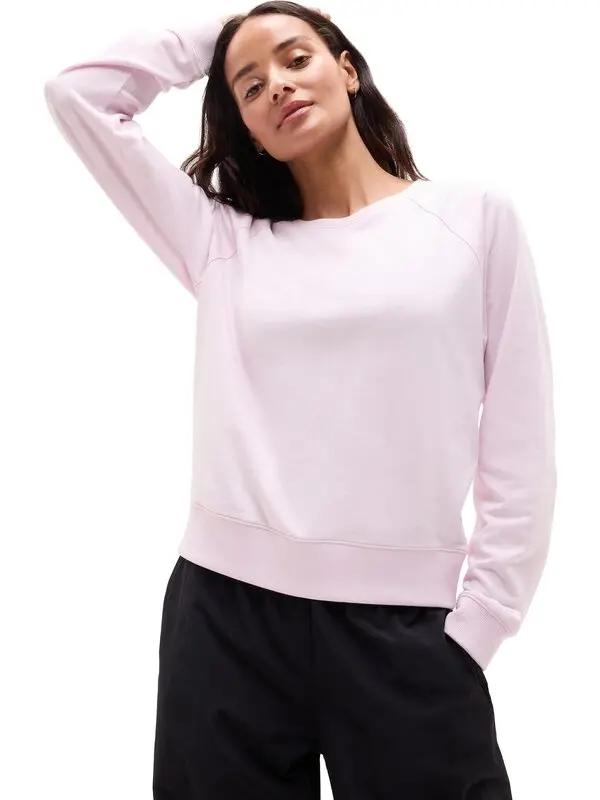 Athleta Airy Cotton Terry Crewneck Sweatshirt - Ballet
