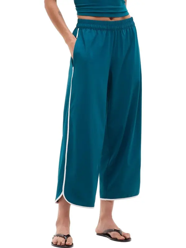 Athleta Relaxed Cropped Pant - Coastal Teal/white