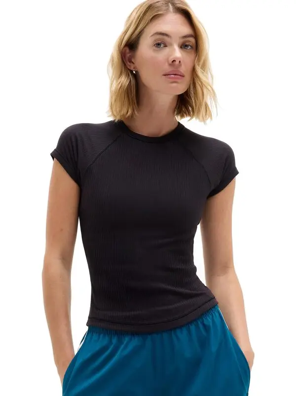 Athleta Perfect Ribbed Fitted T-shirt - Black