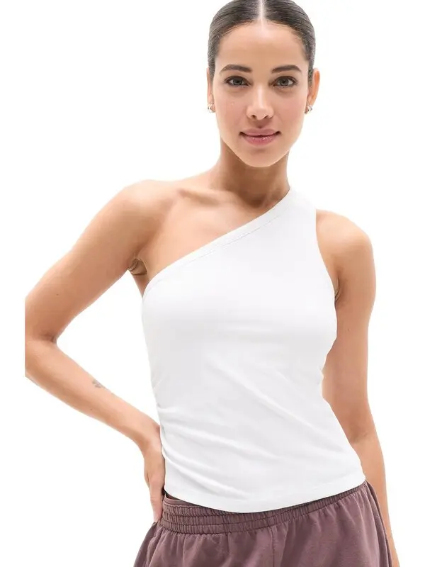 Athleta Signature Rib Asymmetrical One-shoulder Top - Bright White
