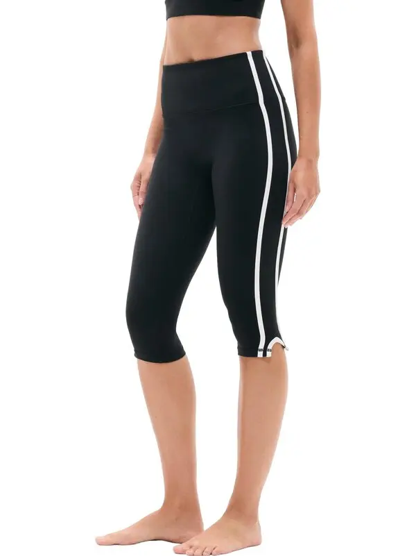 Athleta Elation Track Stripe Crop - Black/bright White