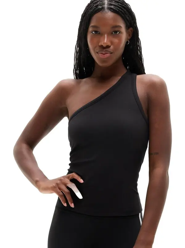 Athleta Signature Rib Asymmetrical One-shoulder Top - Black