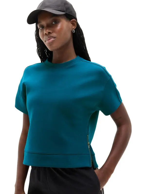 Athleta Form Knit Relaxed Fit Sweatshirt Tee - Coastal Teal