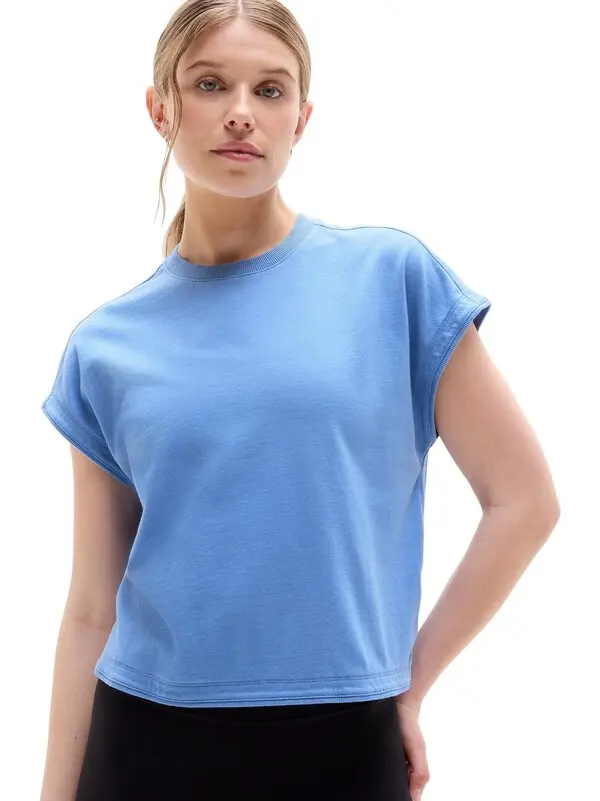 Athleta Airy Cotton Terry Sweatshirt Tee - Waterfall