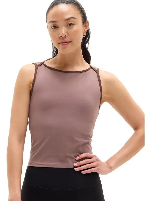 Athleta Transcend Open Back Muscle Tank - Driftwood/woodland