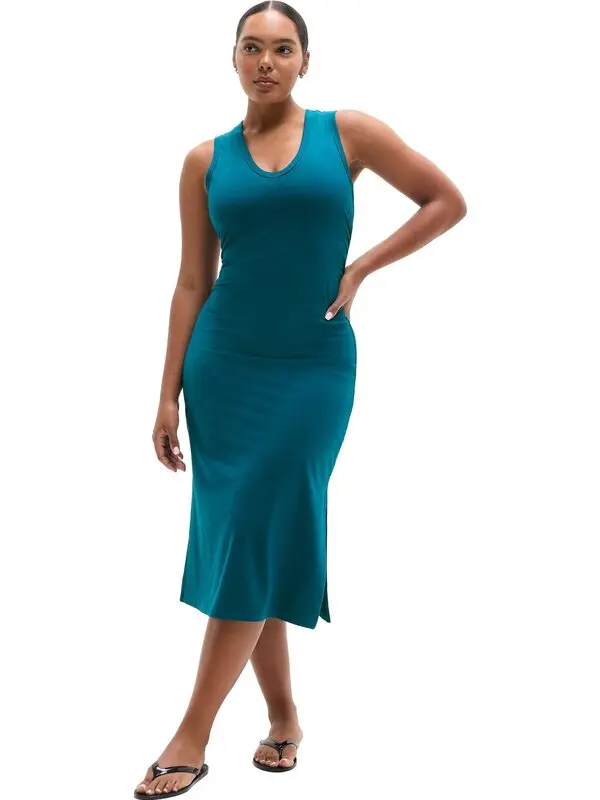 Athleta Essential V-neck Midi Dress - Coastal Teal