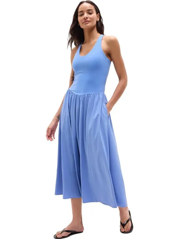 Athleta Hybrid Midi Dress - Waterfall