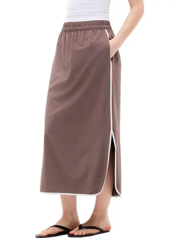 Athleta Relaxed Maxi Skirt - Driftwood/white