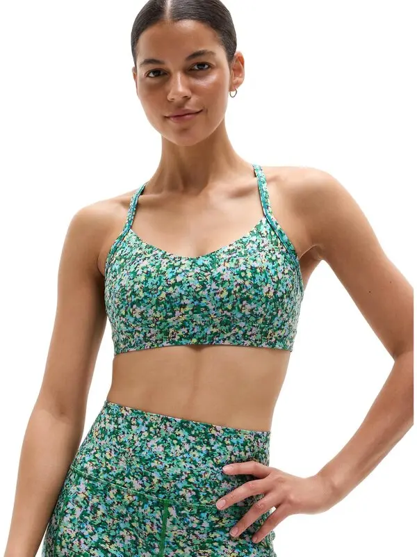 Athleta Vital Print Sports Bra A-c - Chroma Bloom Green