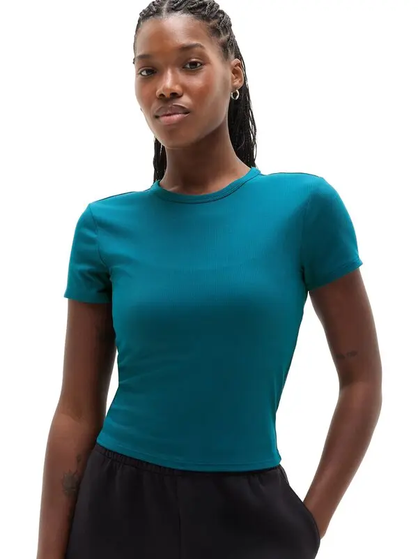 Athleta Signature Rib Crop Tee - Coastal Teal