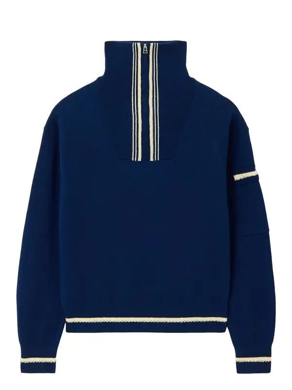Guest In Residence Cotton-cashmere Half-zip Pullover - Navy