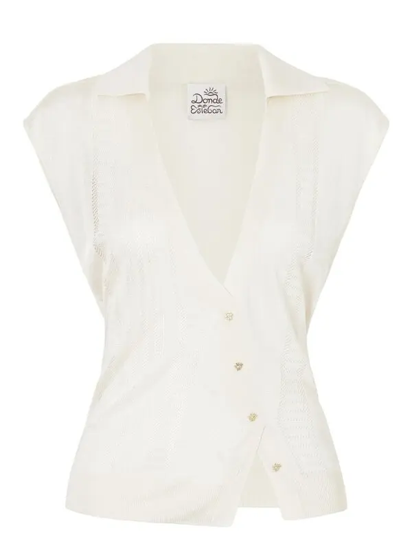 DONDE ESTEBAN Guayabera Stretch-knit Coverup - Neutrals