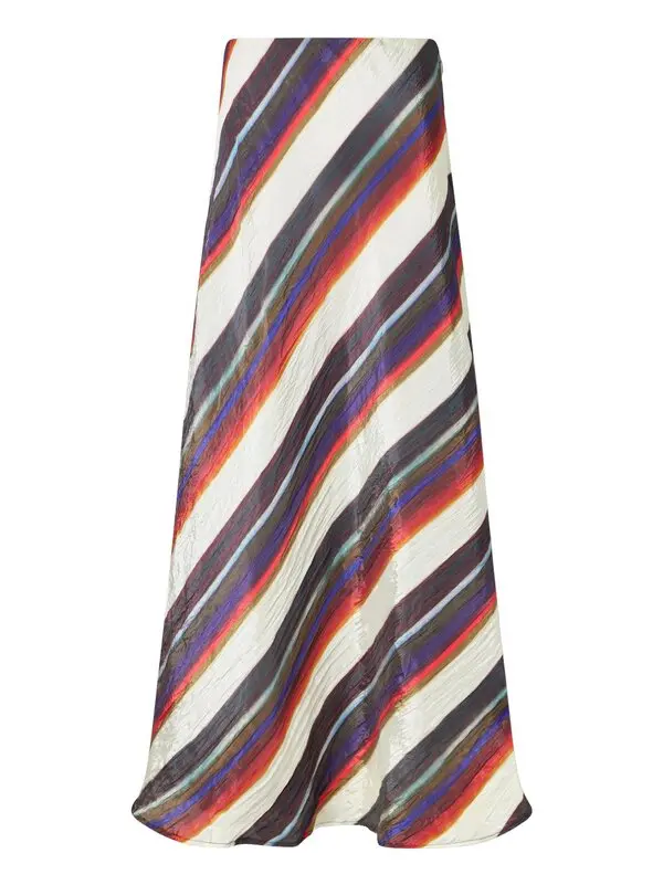 Christopher John Rogers Morris Striped Crinkle-satin Maxi Skirt - Multi