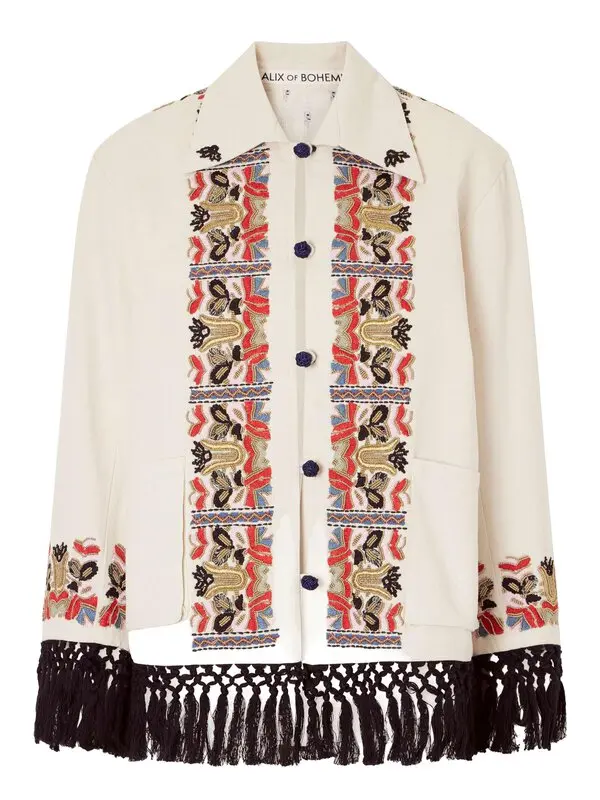 Alix Of Bohemia Jude Baroque Embroidered Cotton Jacket - Beige