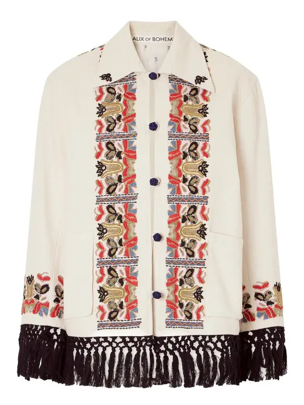 Alix Of Bohemia Jude Baroque Embroidered Cotton Jacket - Neutrals