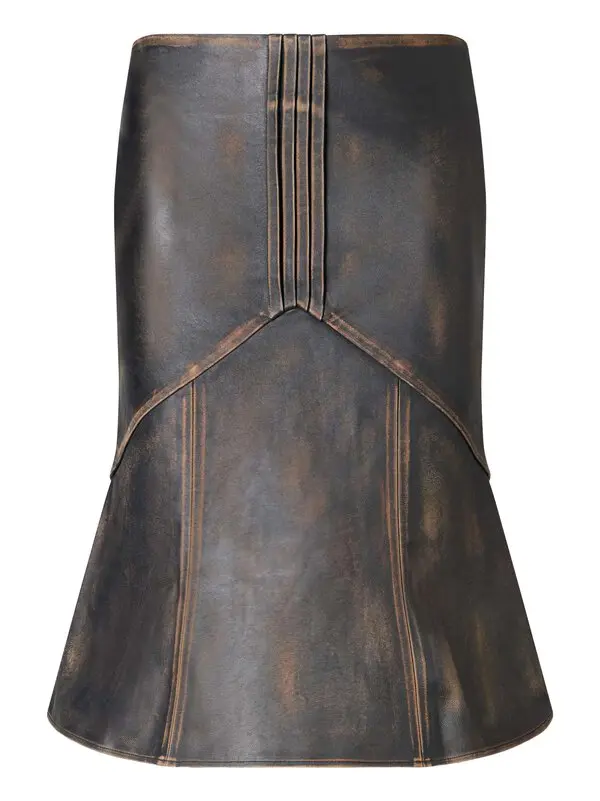 SHUSHU/TONG Leather Midi Skirt - Brown