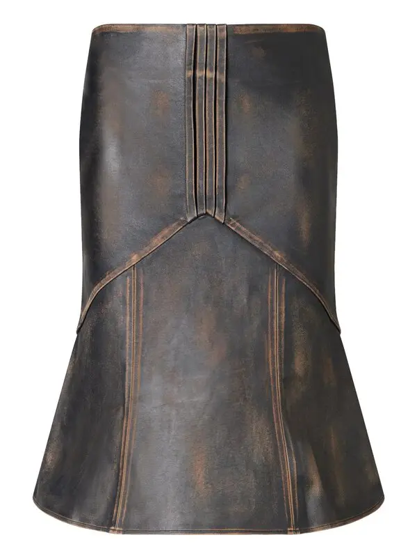 SHUSHU/TONG Leather Midi Skirt - Brown