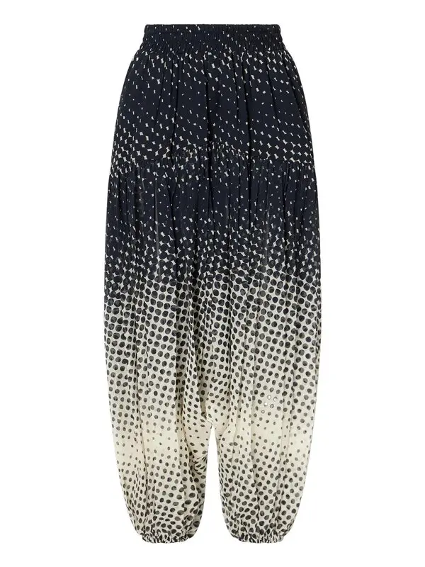 Christopher John Rogers Halftone Polka-dot Chiffon Tapered Pants - Black