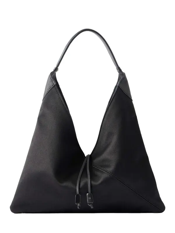 HUNTING SEASON Origami Medium Leather-trimmed Satin Shoulder Bag - Black