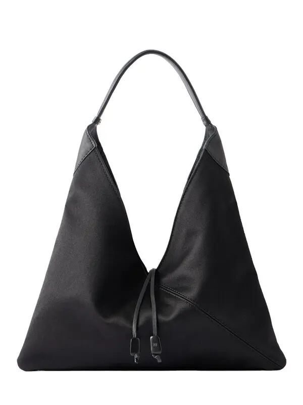 HUNTING SEASON Origami Medium Leather-trimmed Satin Shoulder Bag - Black