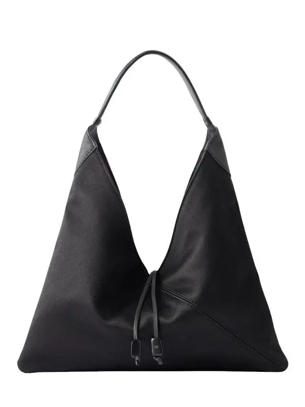 HUNTING SEASON Origami Medium Leather-trimmed Satin Shoulder Bag - Black