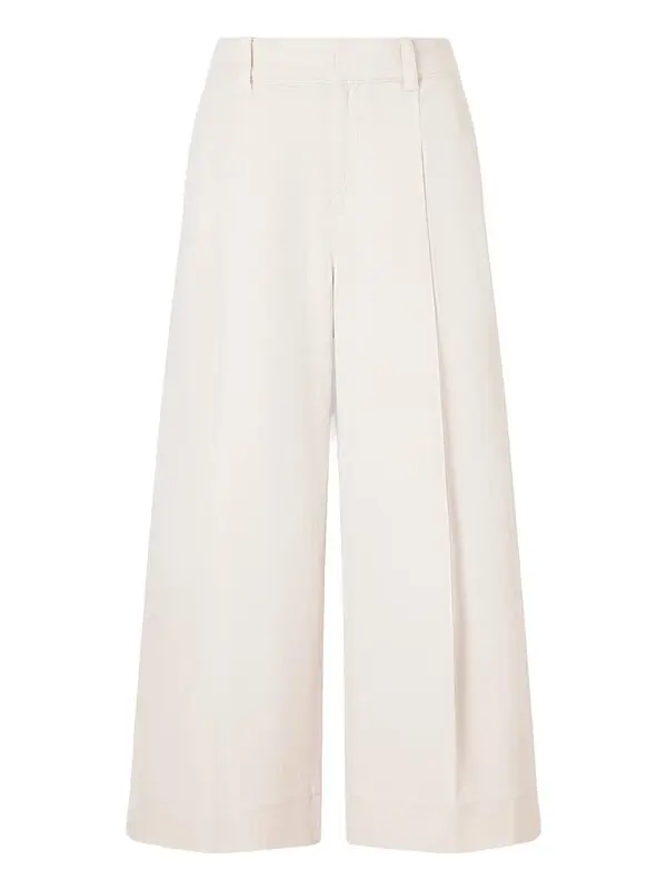 Brunello Cucinelli Cotton-blend Wide-leg Trousers - Neutrals
