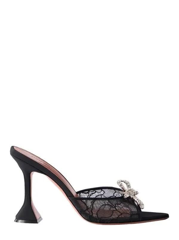 Amina Muaddi Rosie 95 Crystal-embellished Lace Sandals - Black