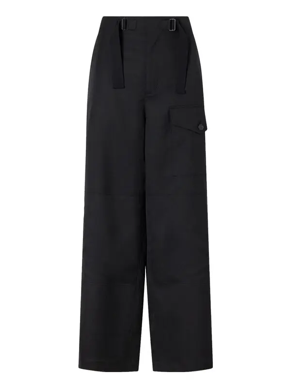 Auralee Herringbone Wool Wide-leg Cargo Pants - Black