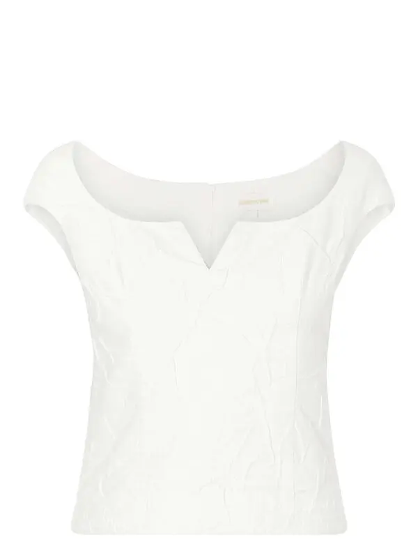 SHUSHU/TONG Crinkled Cotton-blend Top - White