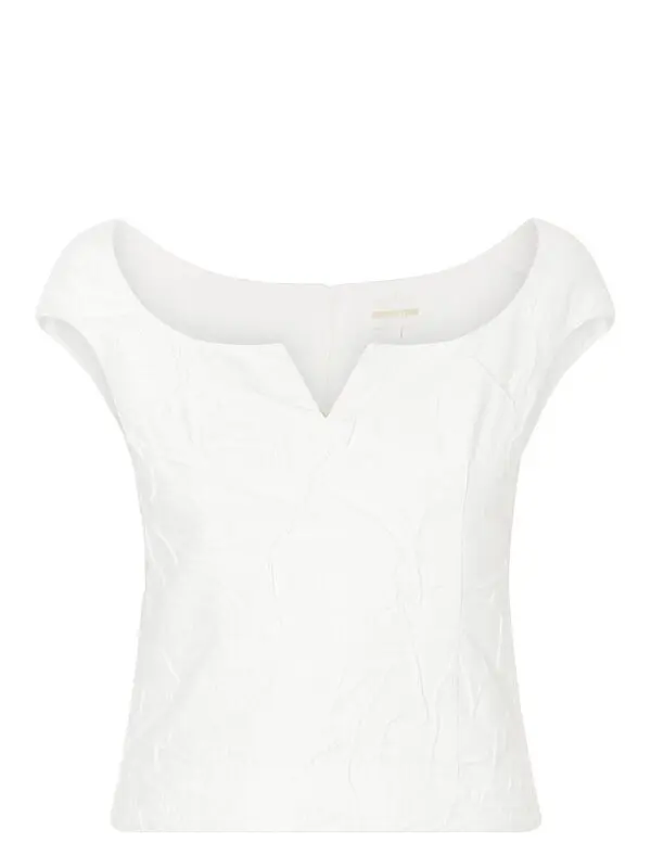 SHUSHU/TONG Crinkled Cotton-blend Top - White