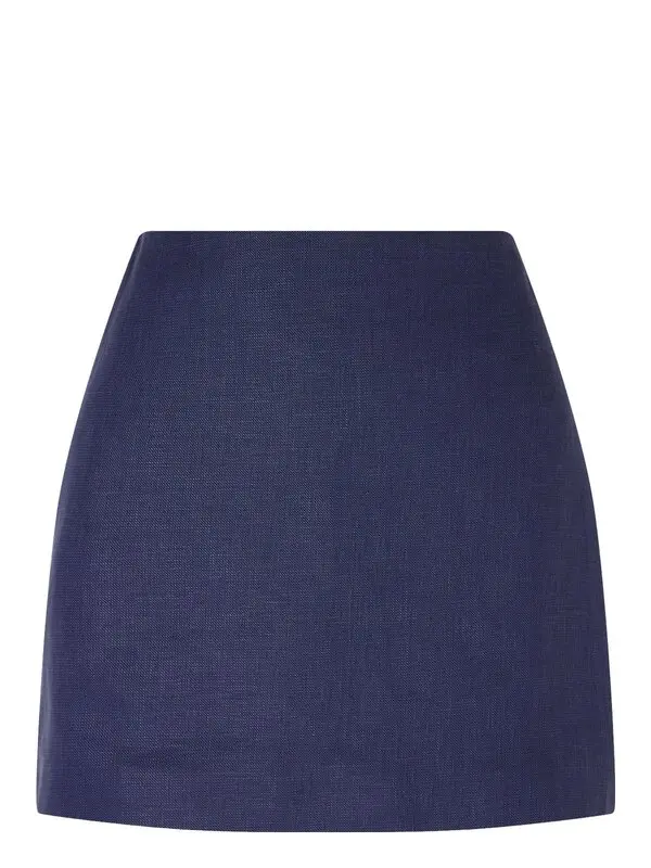 BLAZÉ MILANO Nightbreak Linen, Wool, And Silk-blend Mini Skirt - Blue