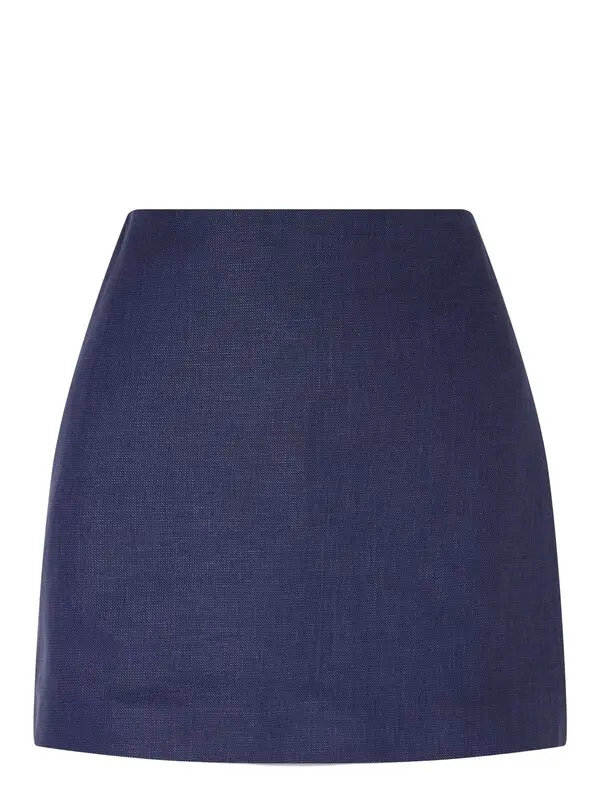 BLAZÉ MILANO Linen, Wool, And Silk-blend Mini Skirt - Navy