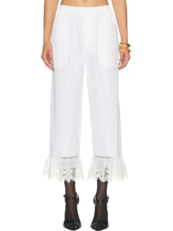 Saint Laurent Cropped Straight Leg Pant - Craie