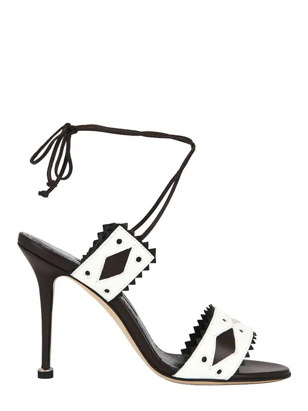 Manolo Blahnik Renti 105 Sandal - White & Dark Brown