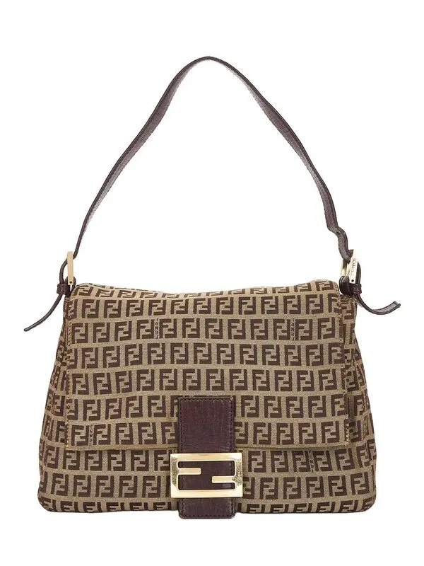 Fendi Zucchino Mama Baguette Shoulder Bag - Beige