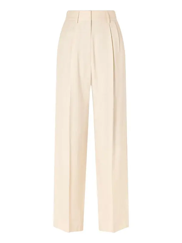 BLAZÉ MILANO Danae Pleated Tapered Woven Trousers - Beige