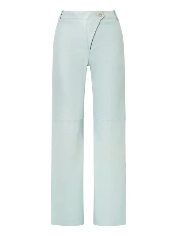 Chloé High-rise Paneled Leather Straight-leg Pants - Blue