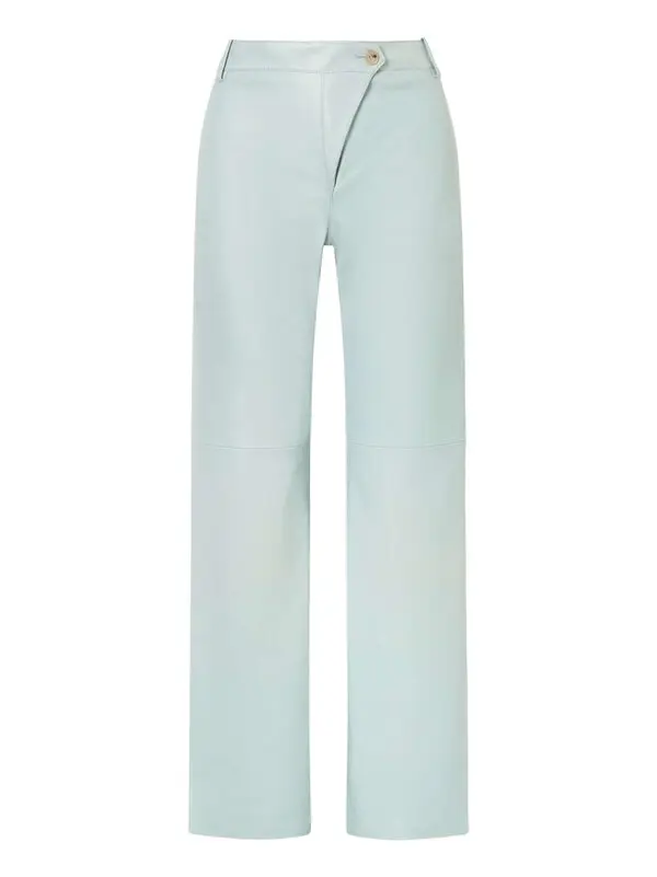 Chloé High-rise Paneled Straight-leg Leather Pants - Light Blue
