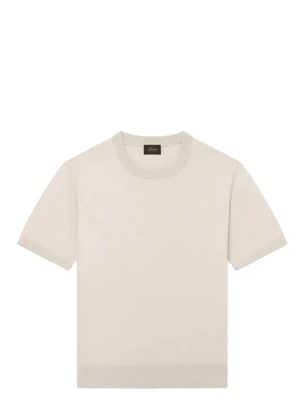 Brioni Knitted Cotton T-shirt - Ivory