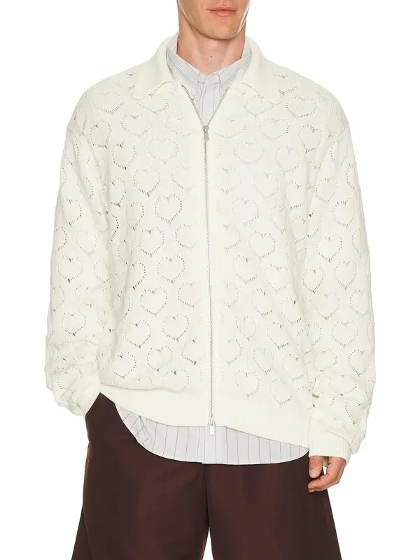 VOWELS Eyelet Knit Cardigan - Cream