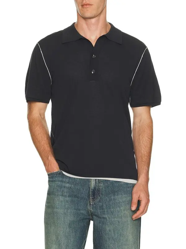 WON HUNDRED Jonas Two Layer Knit Polo - Black