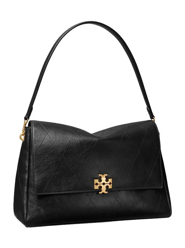 Tory Burch Large Charlie Quilted Shoulder Bag - Black