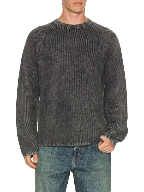 Theory Breach Long Sleeve Crewneck - Washed Black