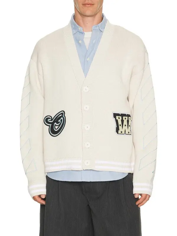 Off-White Star Logo Varsity Knit Cardigan - Cream